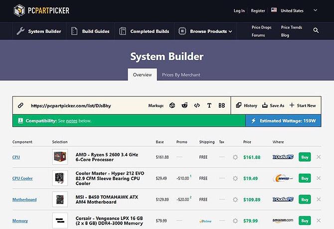 PCPartPicker | YourStack